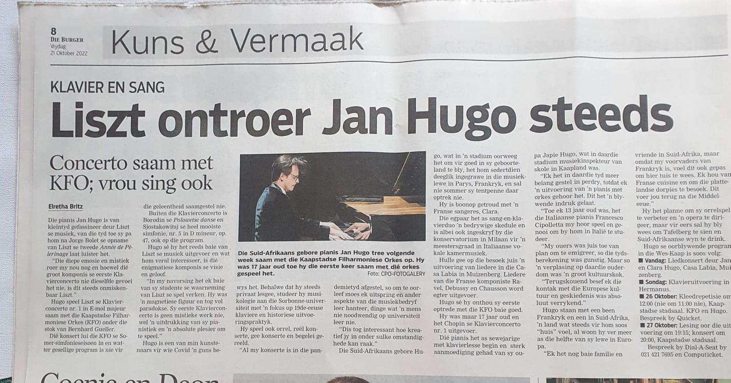 Jan Hugo – Concert Pianist